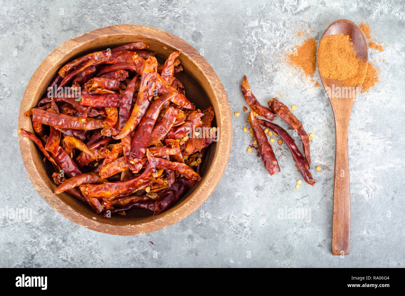 Bunch of small dried red chili peppers. Studio Photo Stock Photo - Alamy