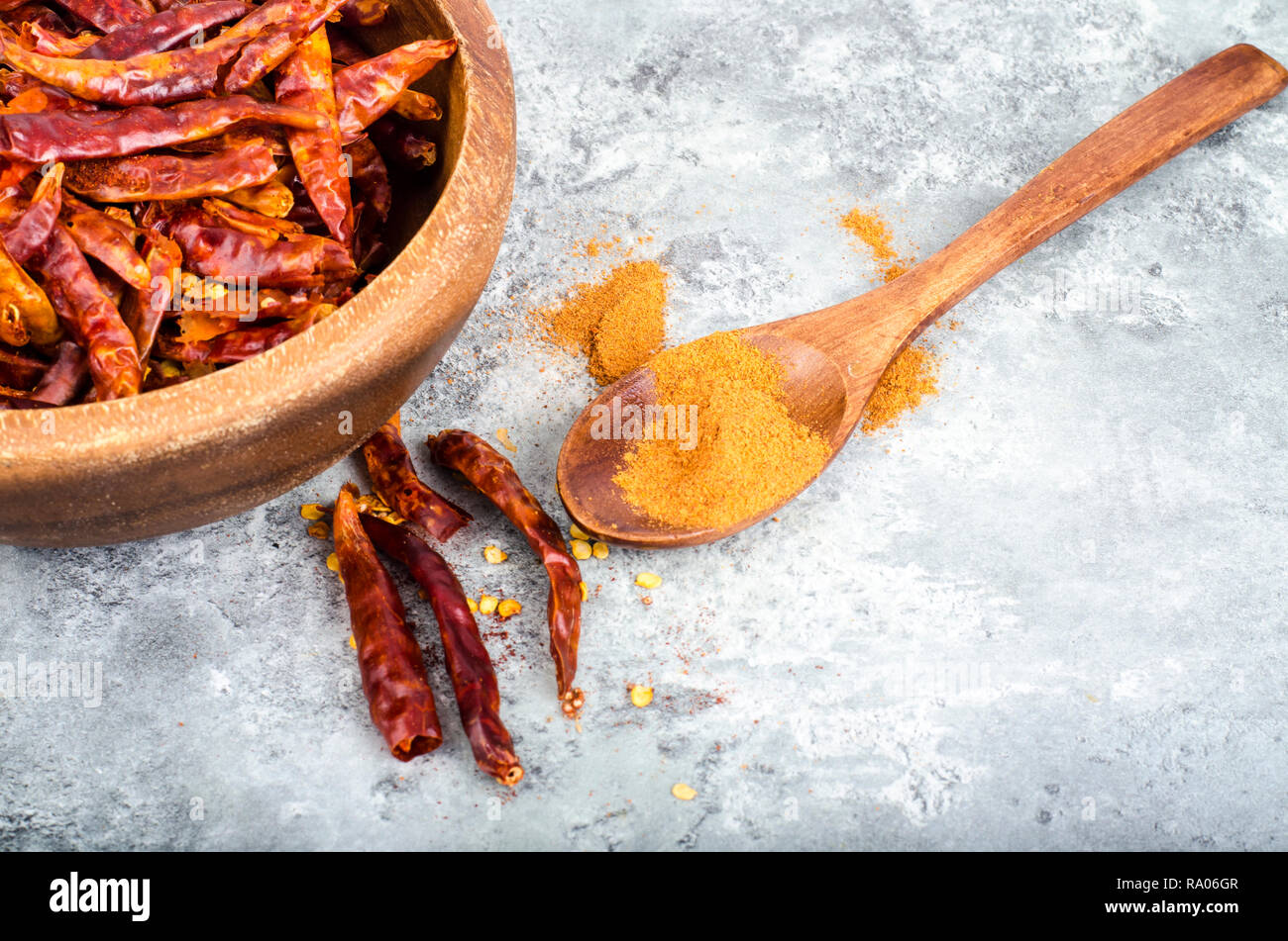 Bunch of small dried red chili peppers. Studio Photo Stock Photo - Alamy