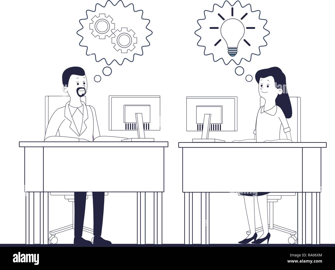 business coworkers executives cartoon vector illustration graphic ...