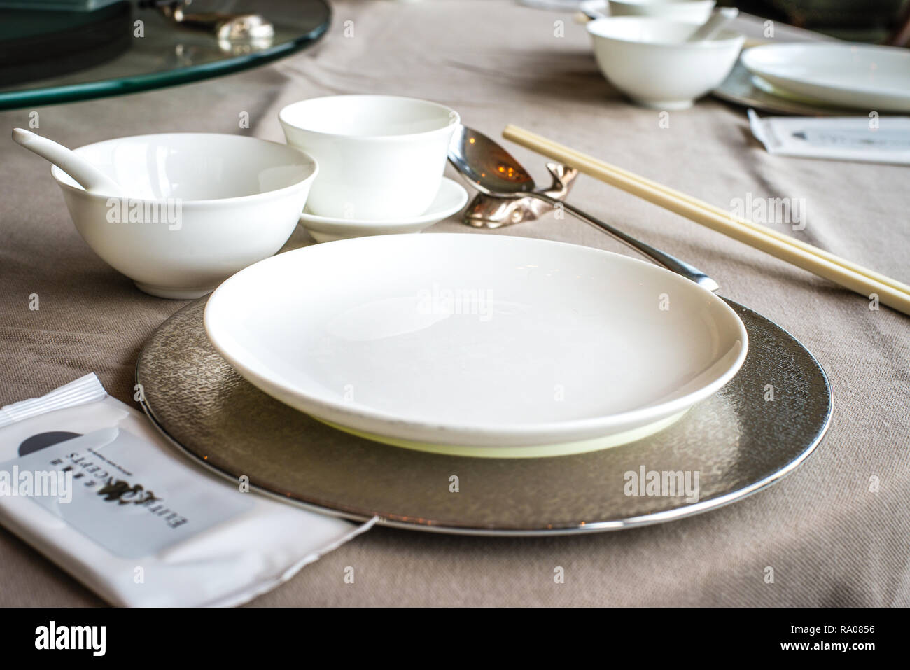 beautiful table setting with china porcelain and chopsticks eating ...