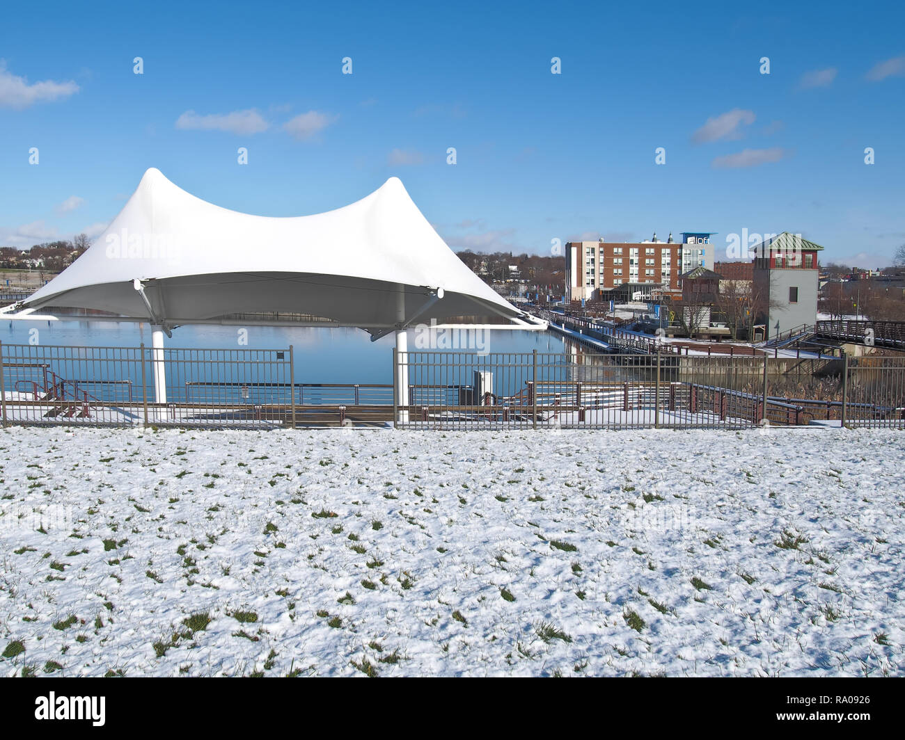 Syracuse, New Yiork, USA. December 25, 2018. The Inner Harbor in ...