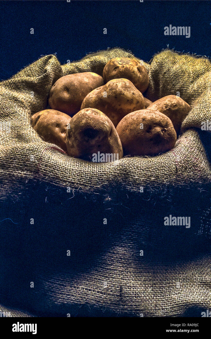 Still life potatoes in burlap - Still life with film med format Stock ...