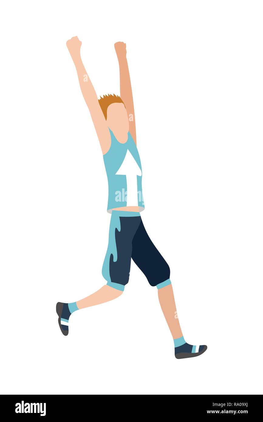 Vector running man in flat design style. Sport. Run. Active fitness ...
