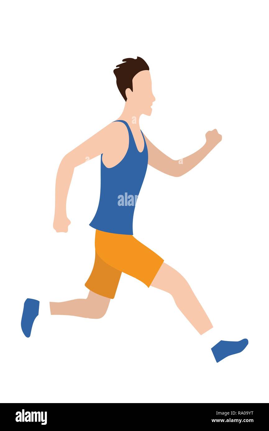 Vector running man in flat design style. Sport. Run. Active fitness ...