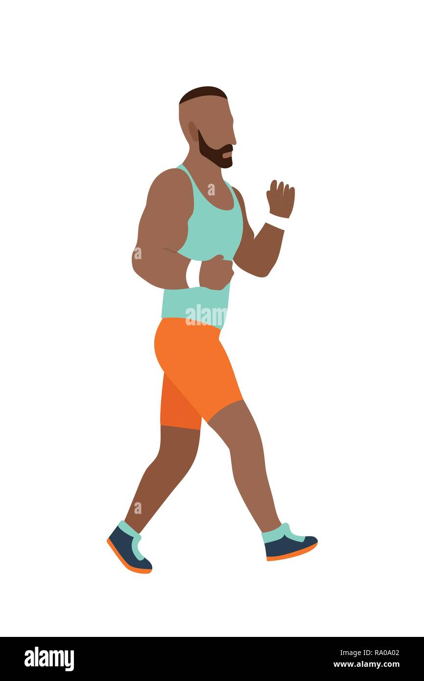 Vector running man in flat design style. Sport. Run. Active fitness ...