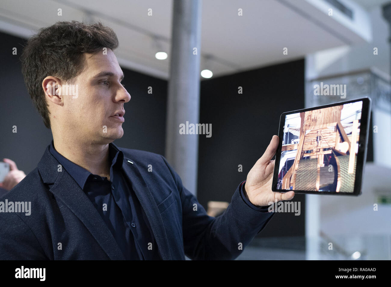 Christian Galvez attends a presentation of the exhibition 'Leonardo da ...