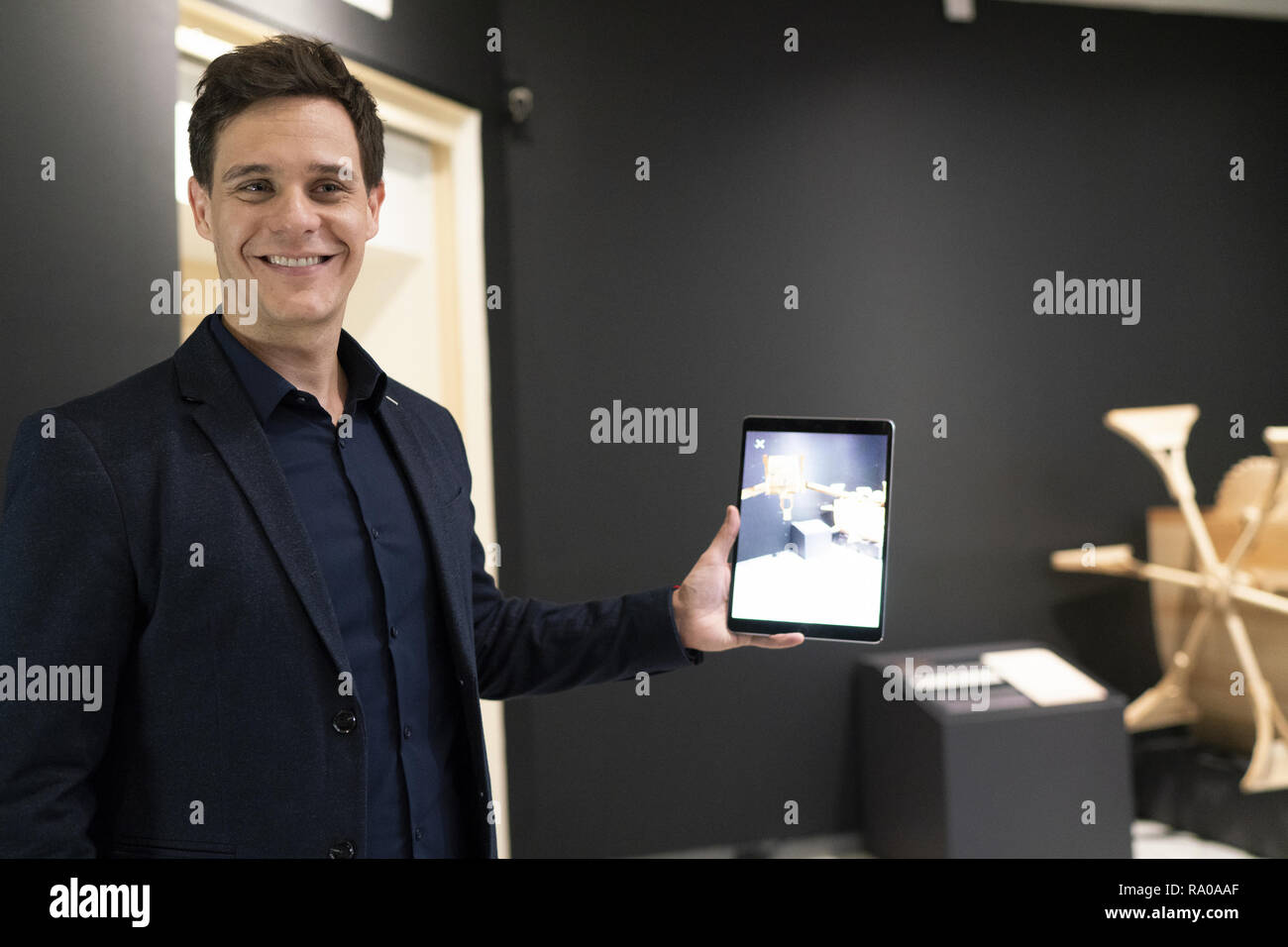 Christian Galvez attends a presentation of the exhibition 'Leonardo da ...