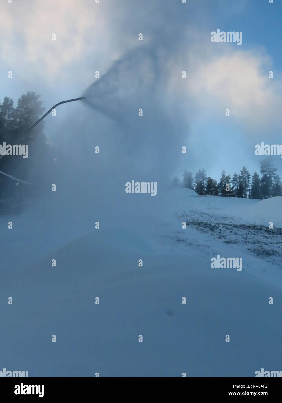 SNOWMAKING in the ski slope at Malmköping Stock Photo - Alamy