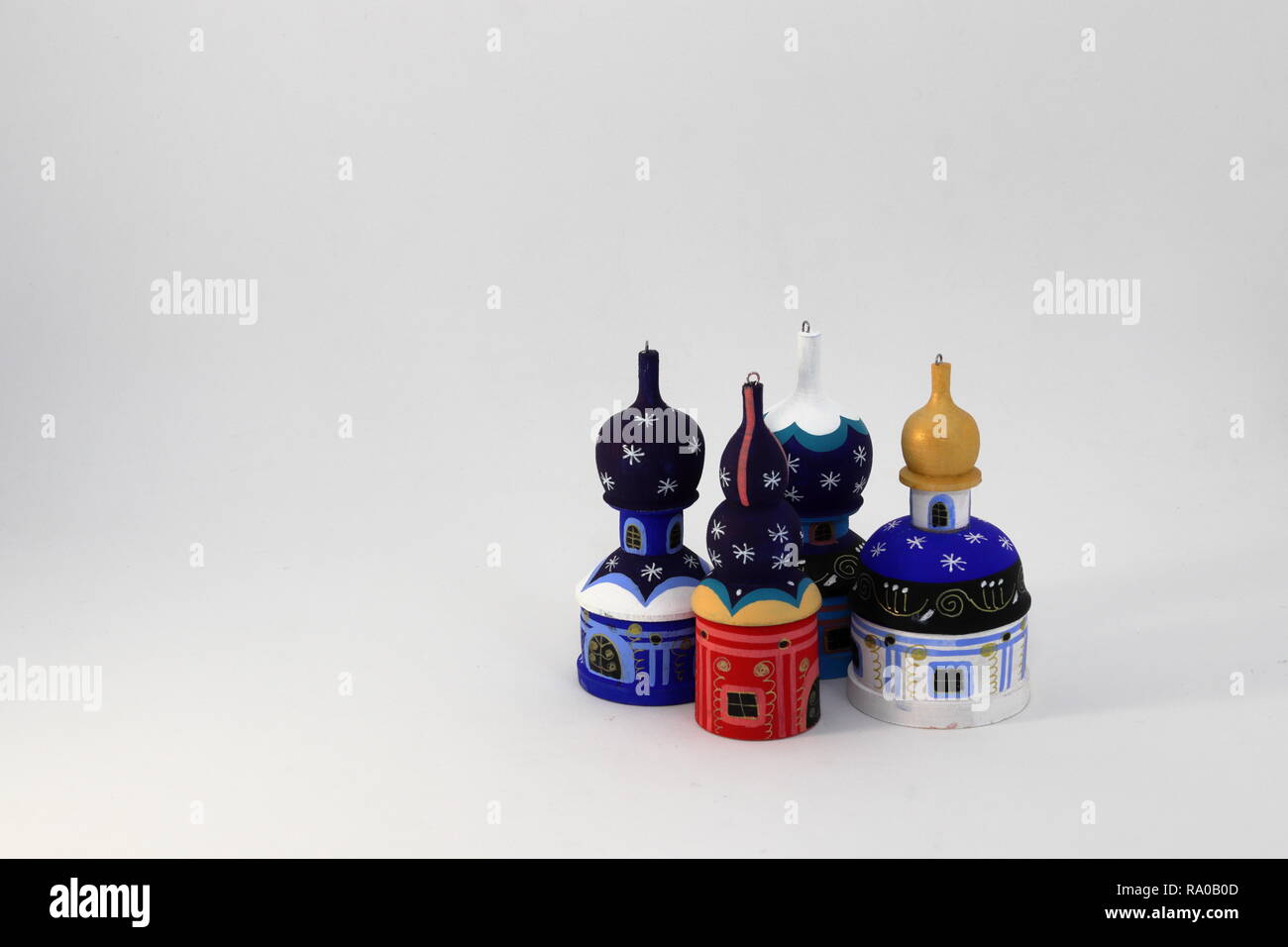 Set of wood painted cupola tower toy, orthodox towers toy, mausoleum ...