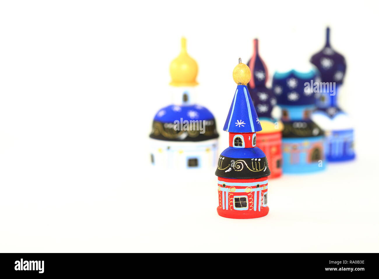 Set of wood painted cupola tower toy, orthodox towers toy, mausoleum ...