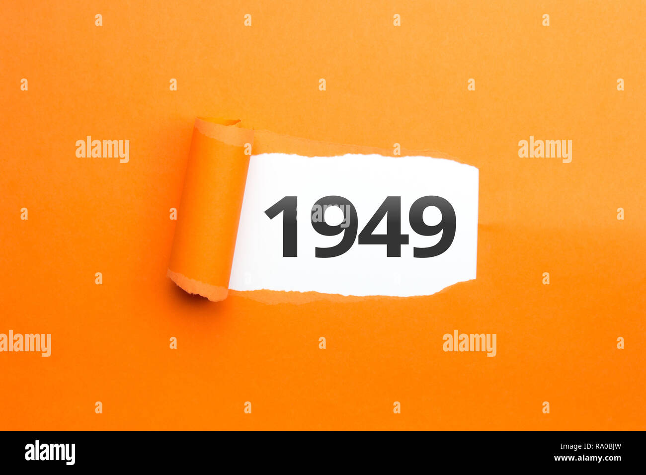 surprising Number / Year 1949 orange background Stock Photo - Alamy