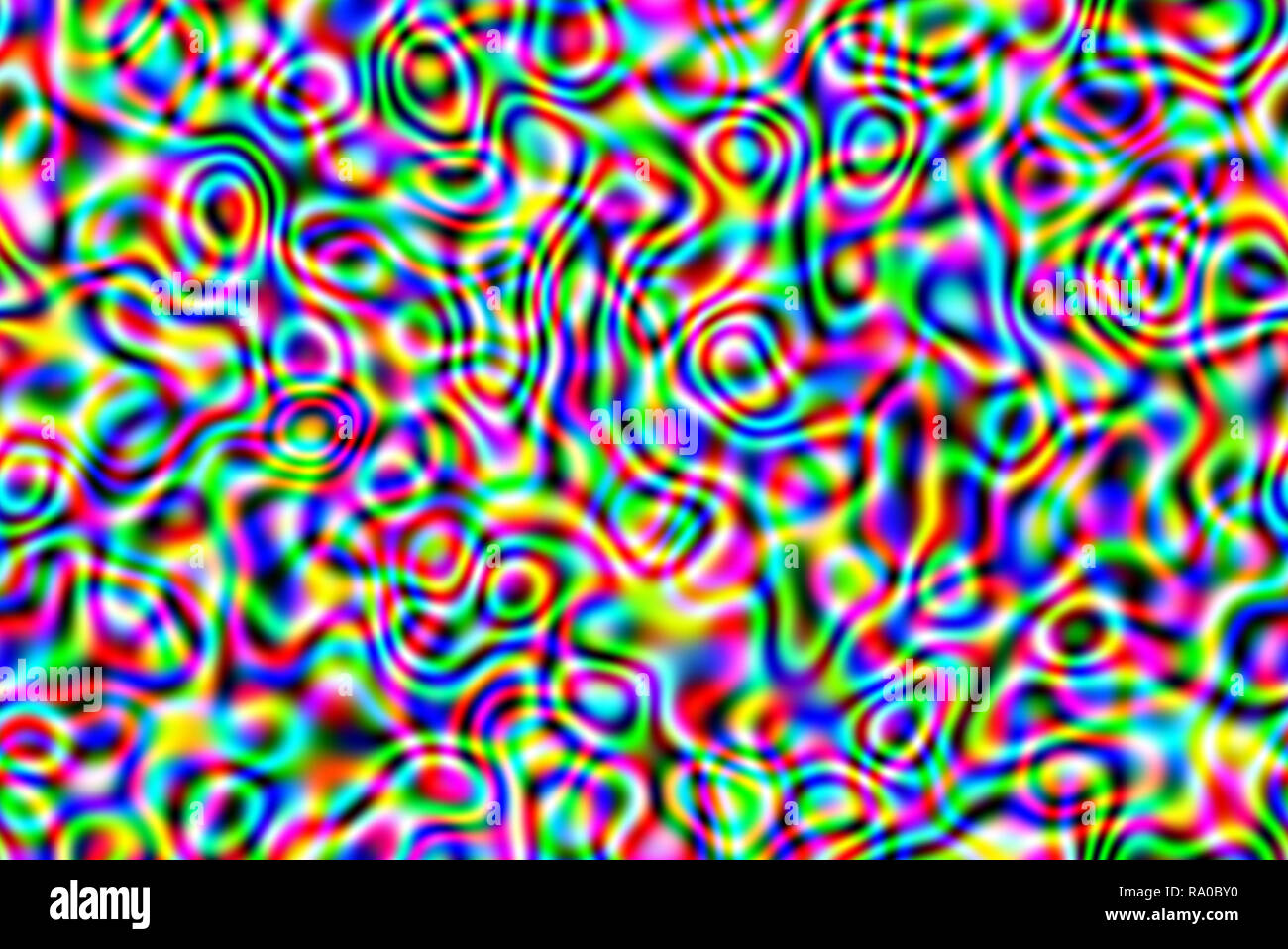 psychedelic abstract background with curves and loops in bold saturated ...