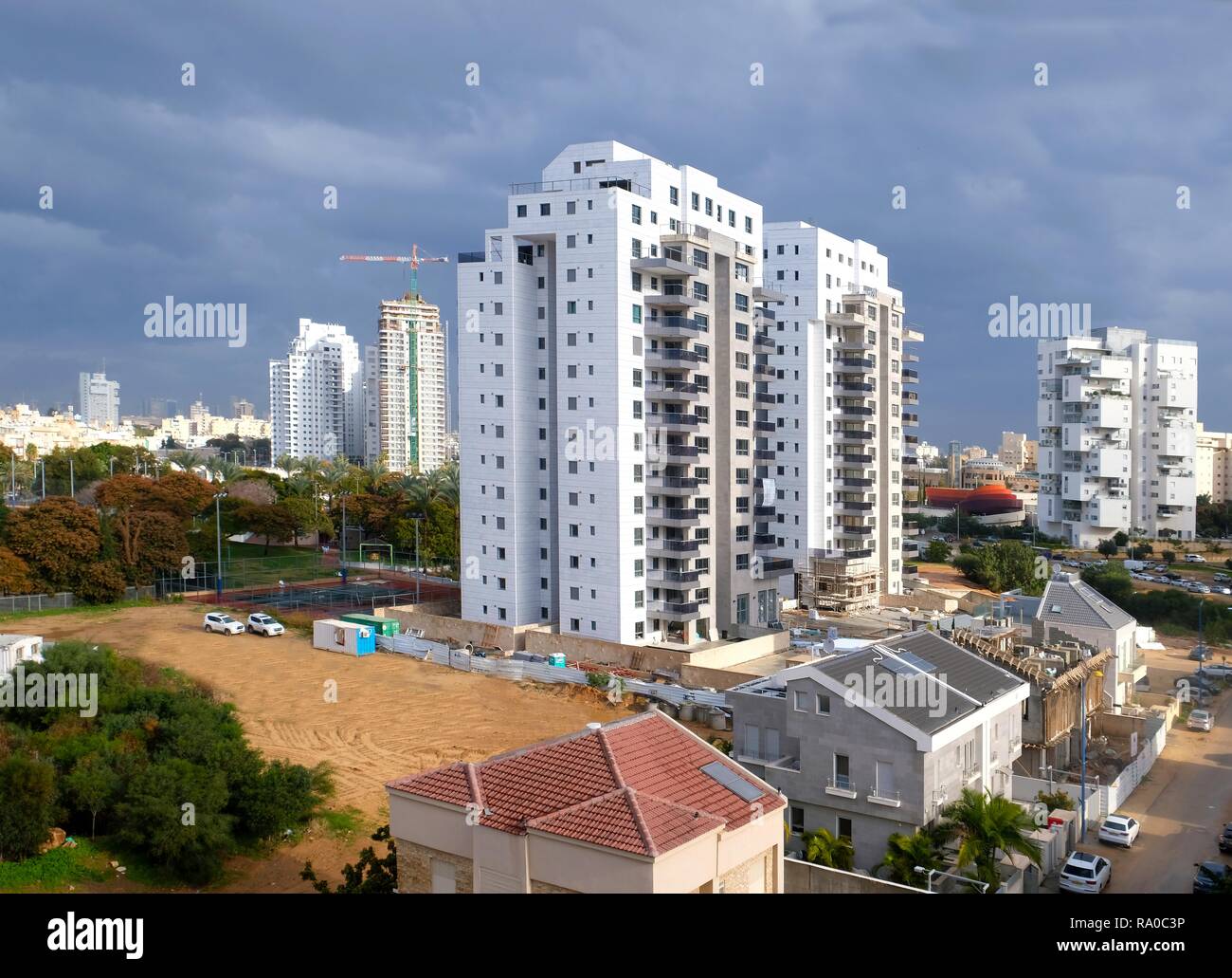 Building yard of Housing construction of houses in a new area of the ...