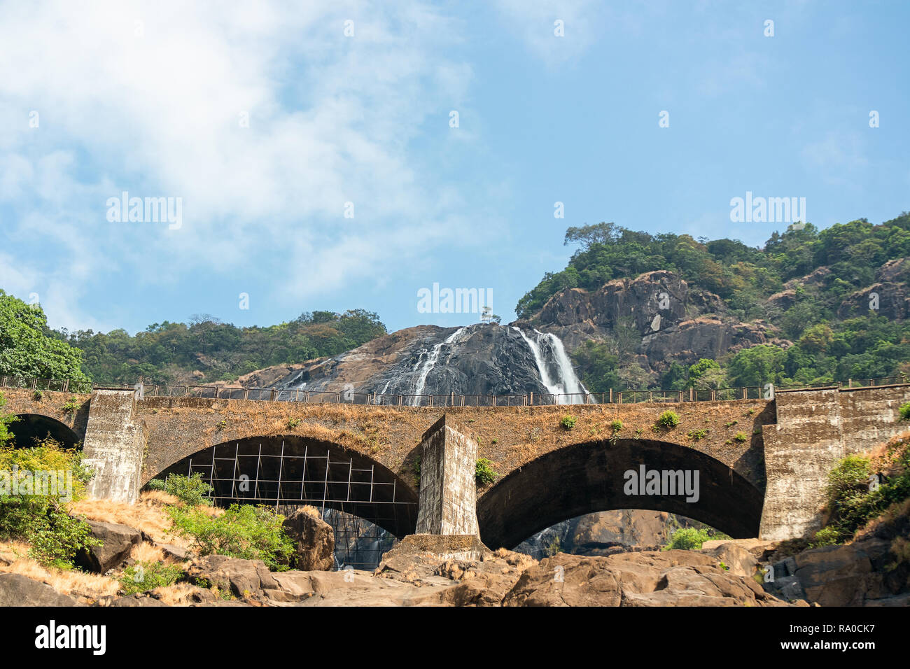The Dudhsagar Falls of the Mandovi River in the Indian state of Goa ...