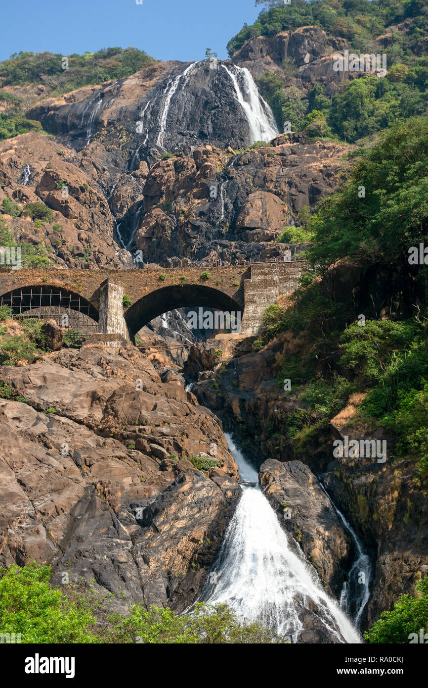 The Dudhsagar Falls of the Mandovi River in the Indian state of Goa ...