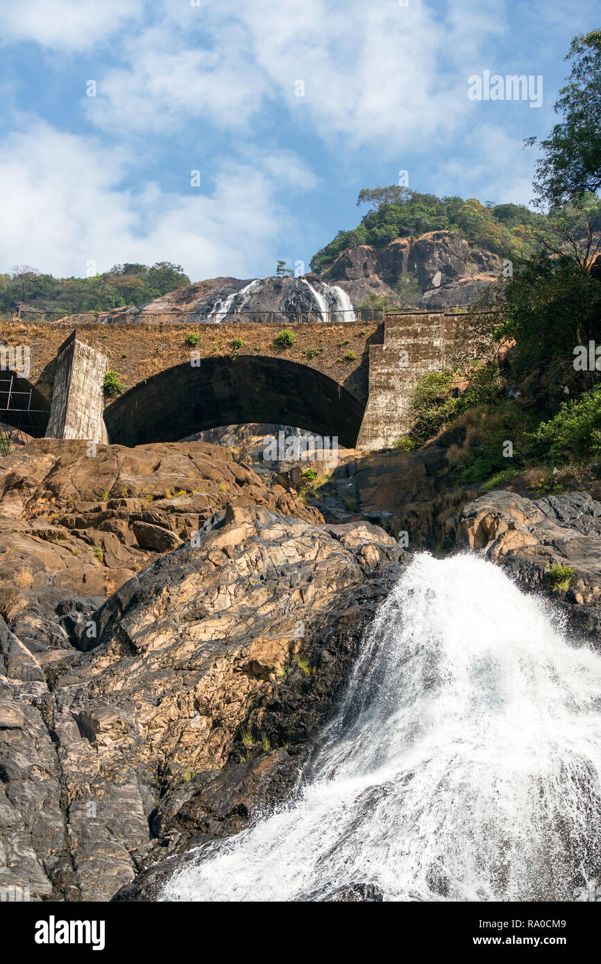 The Dudhsagar Falls of the Mandovi River in the Indian state of Goa ...