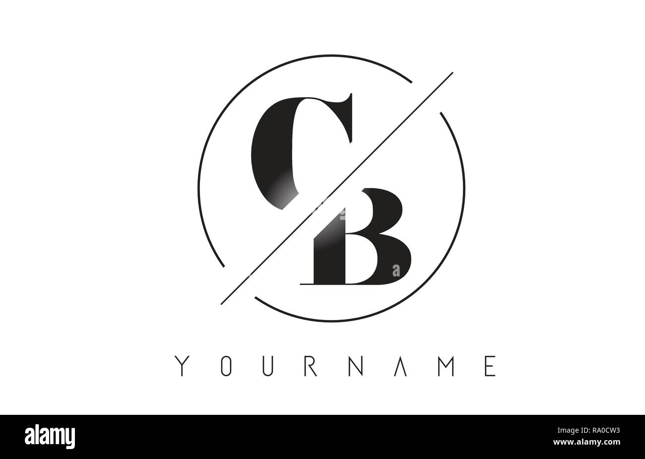 CB Letter Logo with Cutted and Intersected Design and Round Frame ...