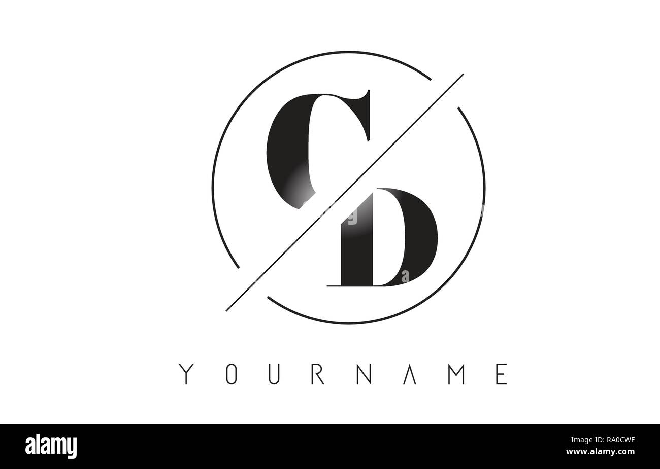 CD Letter Logo with Cutted and Intersected Design and Round Frame ...