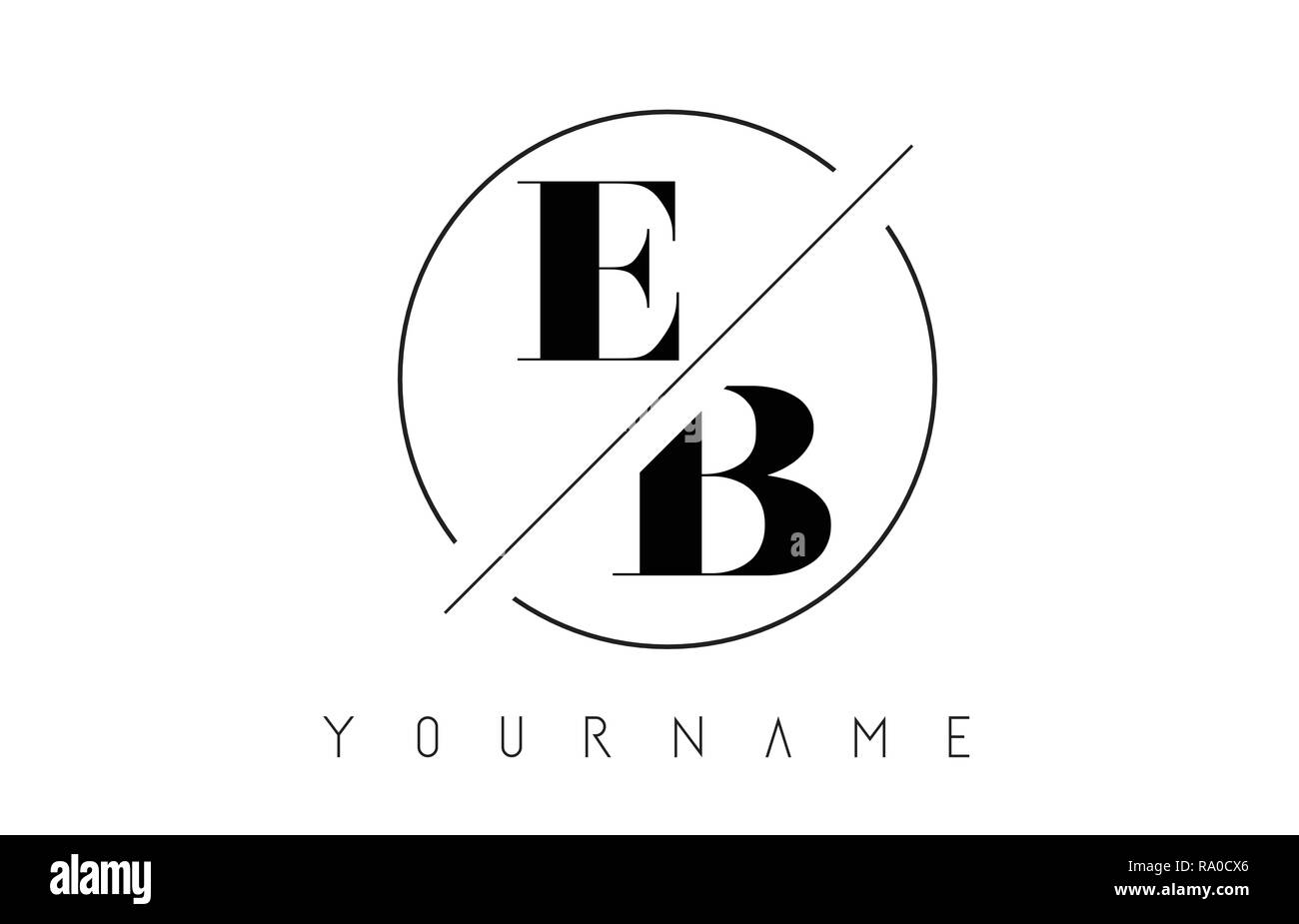 EB Letter Logo with Cutted and Intersected Design and Round Frame ...