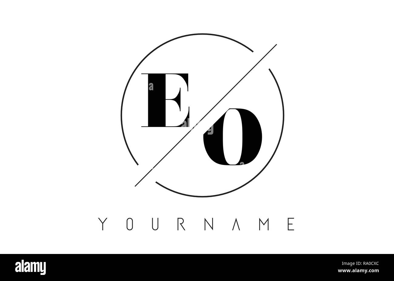 EO Letter Logo with Cutted and Intersected Design and Round Frame ...