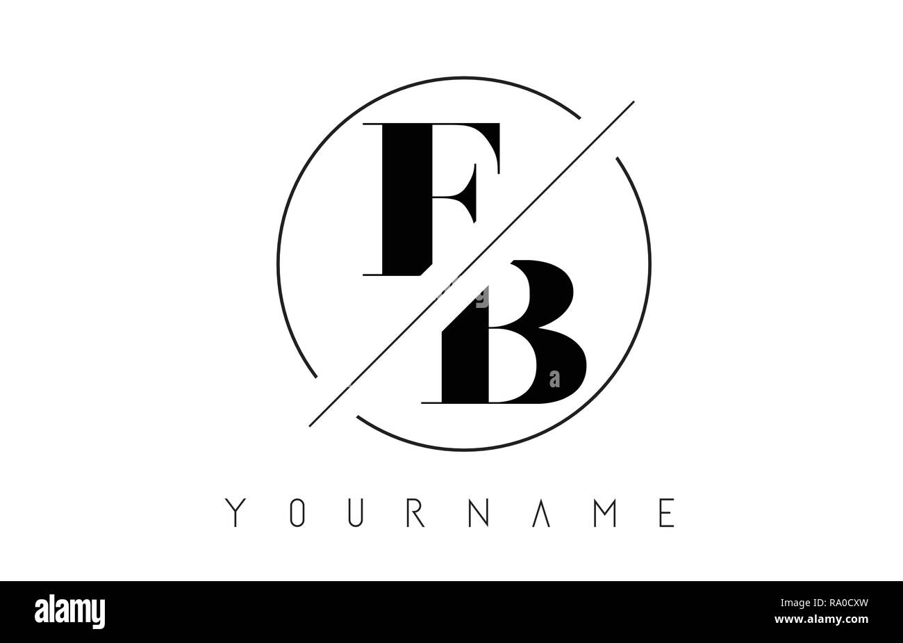 FB Letter Logo with Cutted and Intersected Design and Round Frame ...