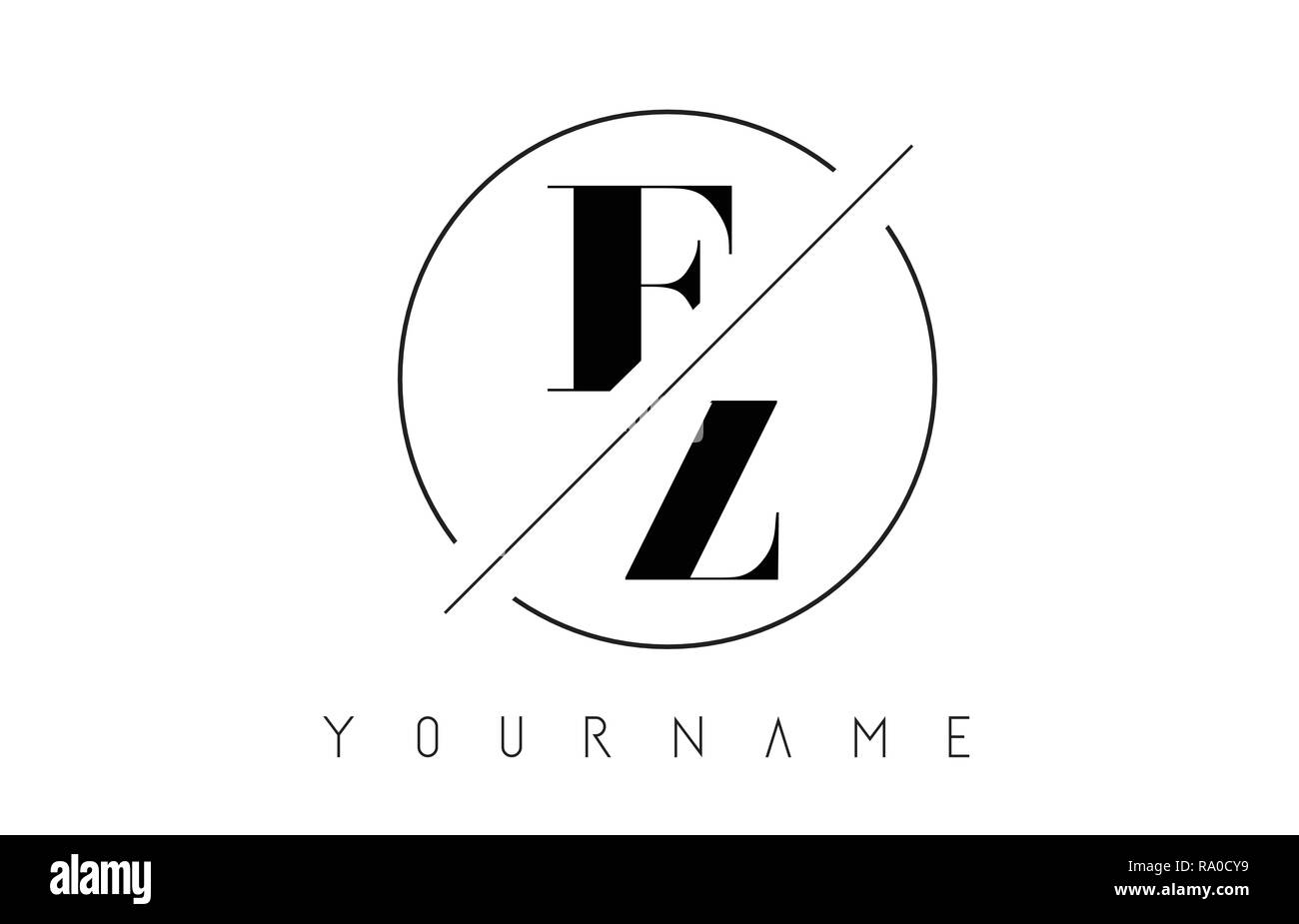 FZ Letter Logo with Cutted and Intersected Design and Round Frame ...