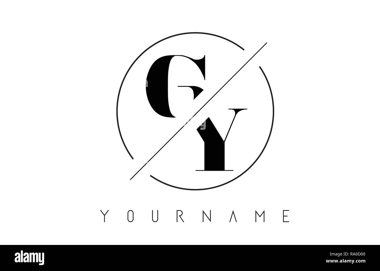 GY Letter Logo with Cutted and Intersected Design and Round Frame ...