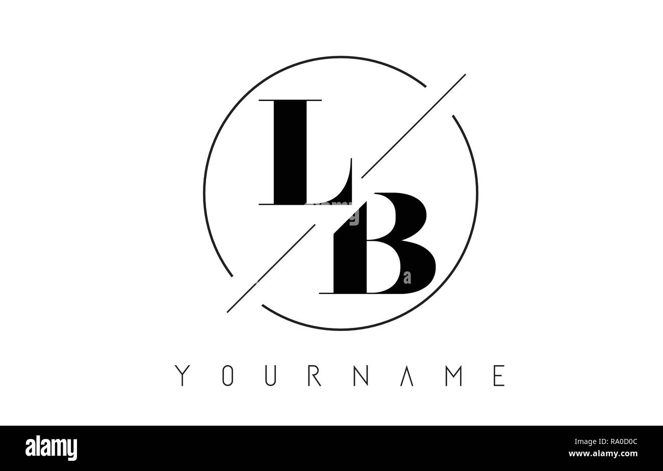 LB Letter Logo with Cutted and Intersected Design and Round Frame ...