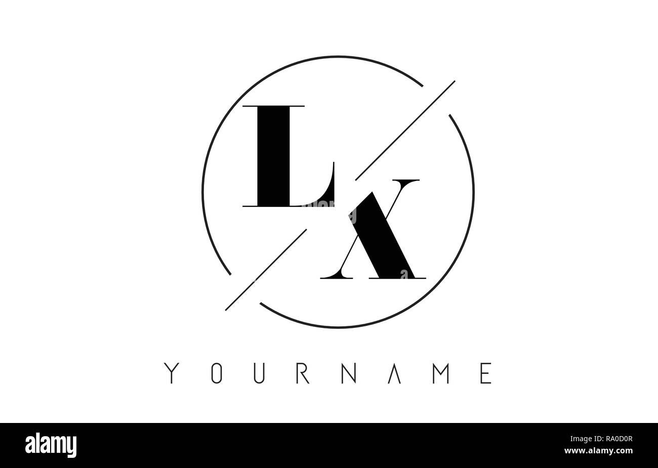 LX Letter Logo with Cutted and Intersected Design and Round Frame ...