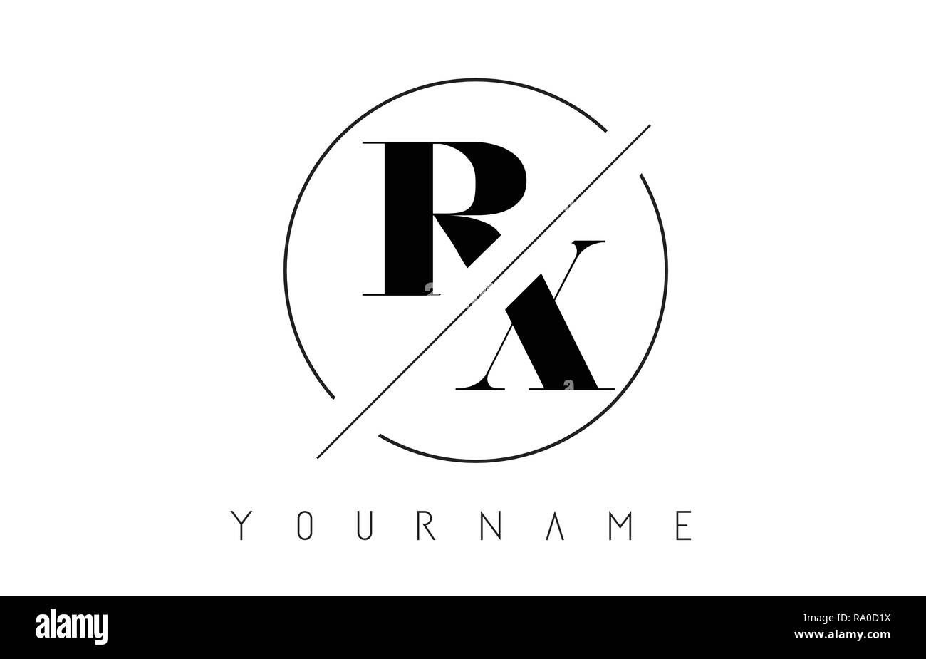 RX Letter Logo with Cutted and Intersected Design and Round Frame ...