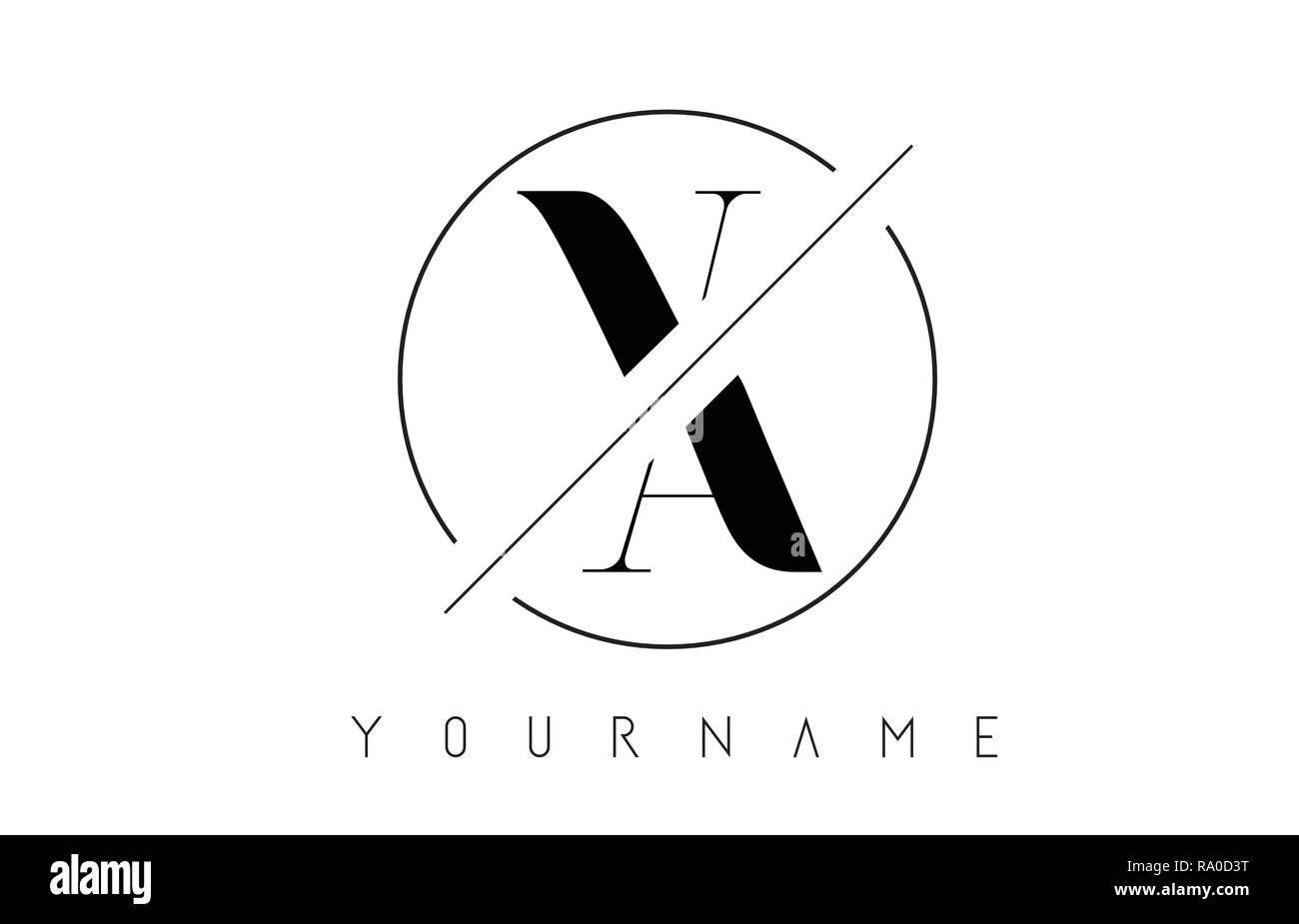 VA Letter Logo with Cutted and Intersected Design and Round Frame ...