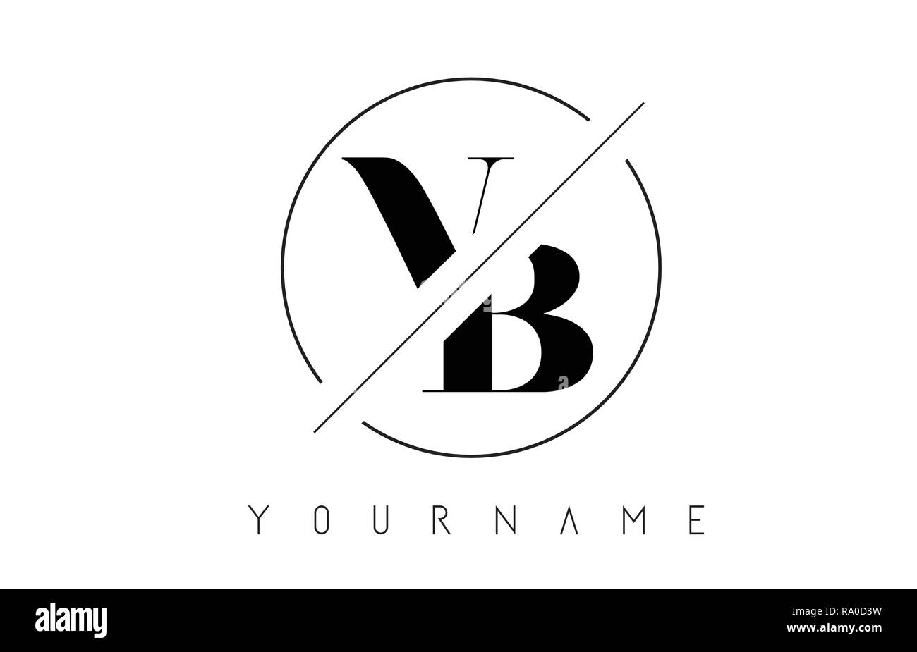 VB Letter Logo with Cutted and Intersected Design and Round Frame ...