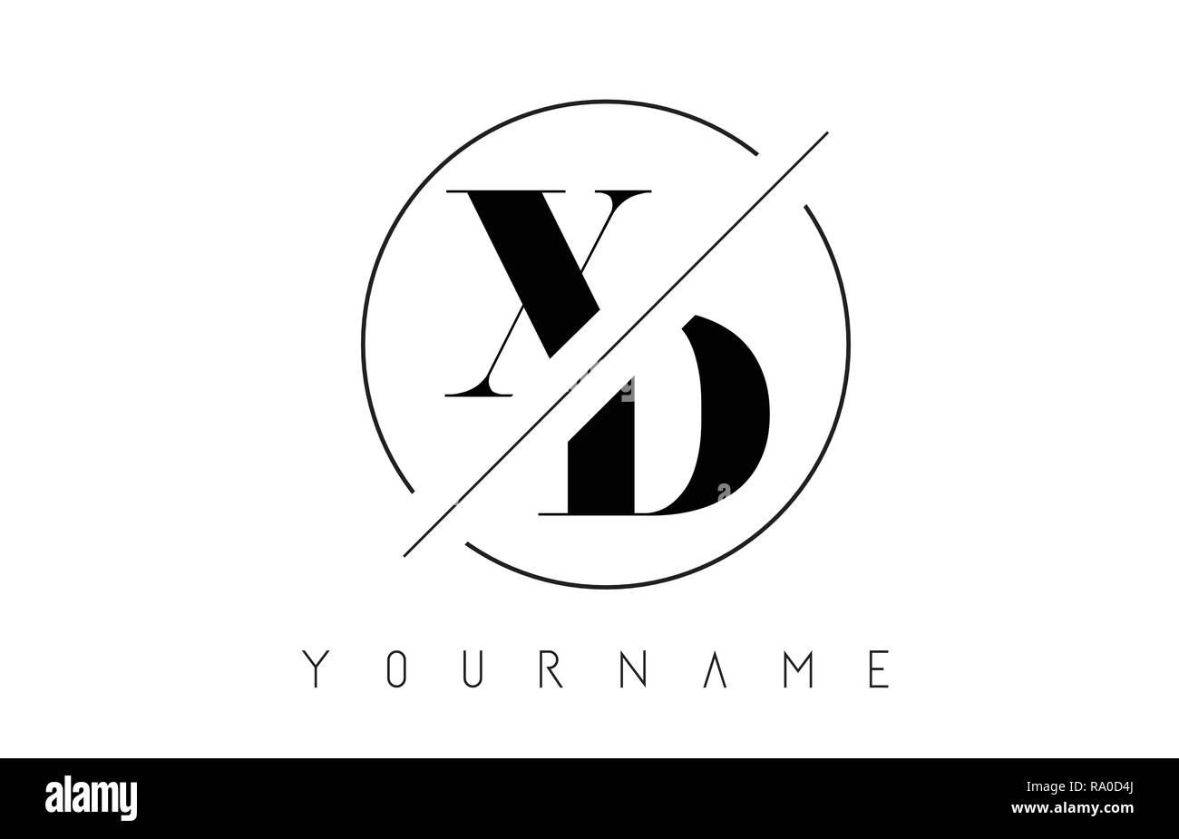 XD Letter Logo with Cutted and Intersected Design and Round Frame ...