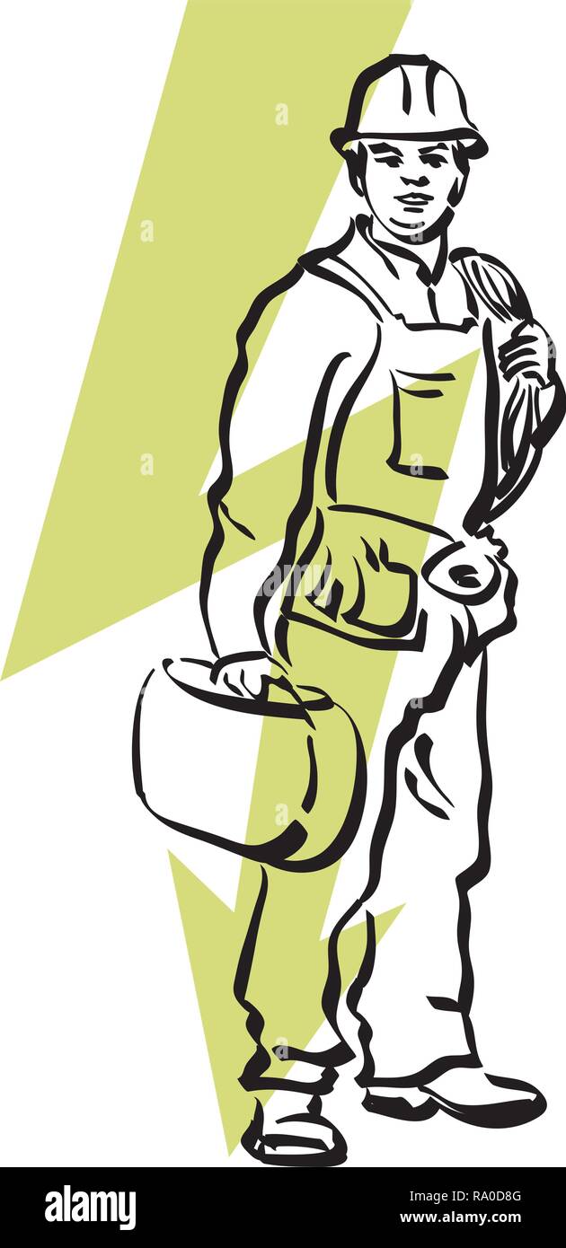 Illustration of an electrician at work Stock Vector Image & Art - Alamy
