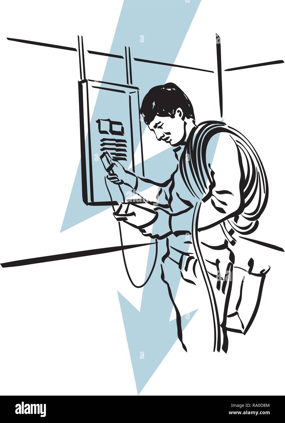 Illustration of an electrician at work Stock Vector Image & Art - Alamy