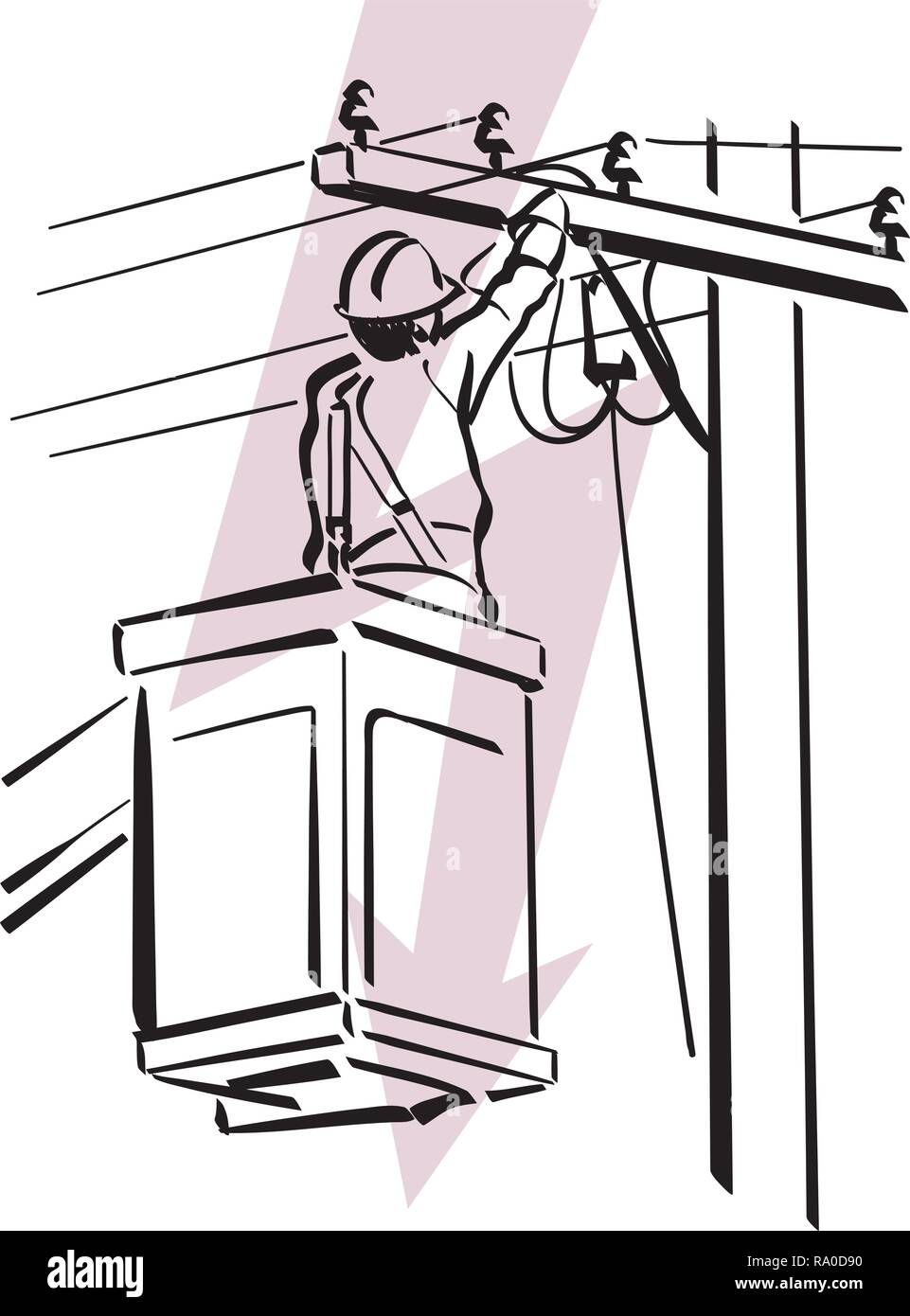 Illustration of an electrician at work Stock Vector Image & Art - Alamy