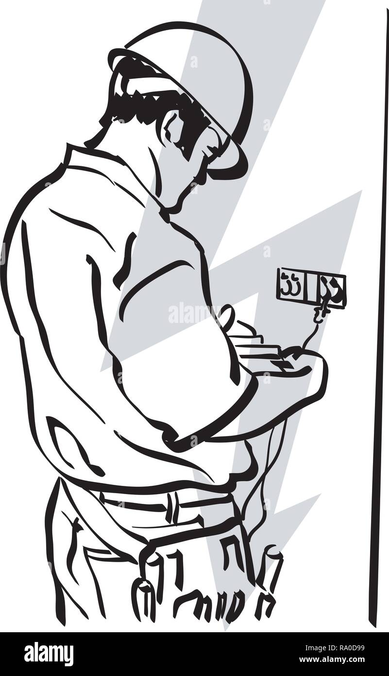 Illustration of an electrician at work Stock Vector Image & Art - Alamy