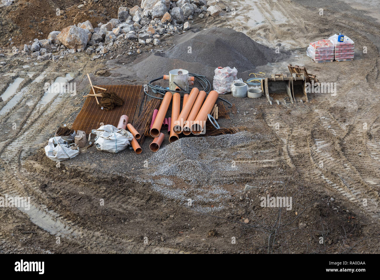 Building materials, construction site Stock Photo - Alamy