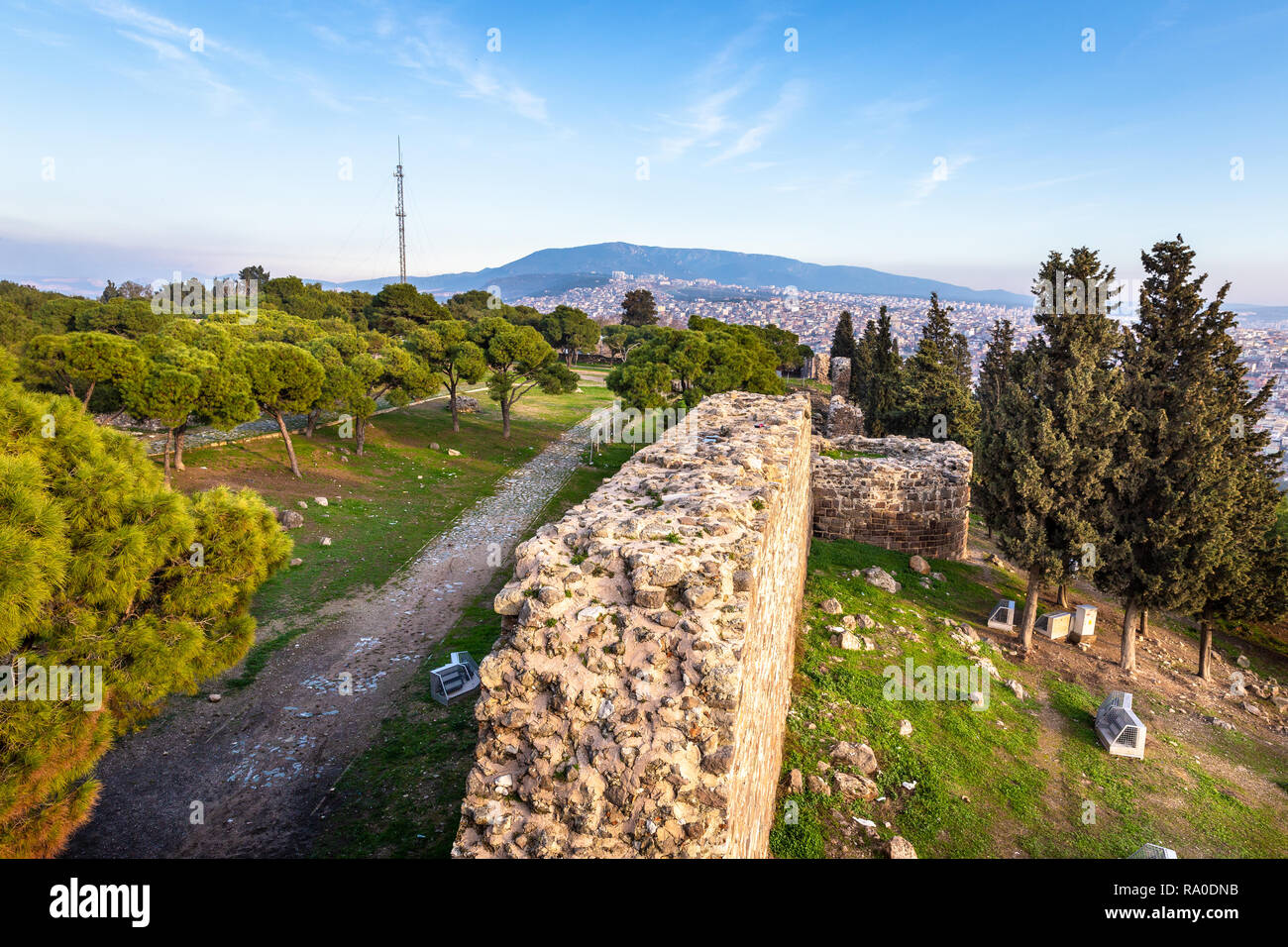 Interior view of Kadifekale. Kadifekale is an ancient castle located ...