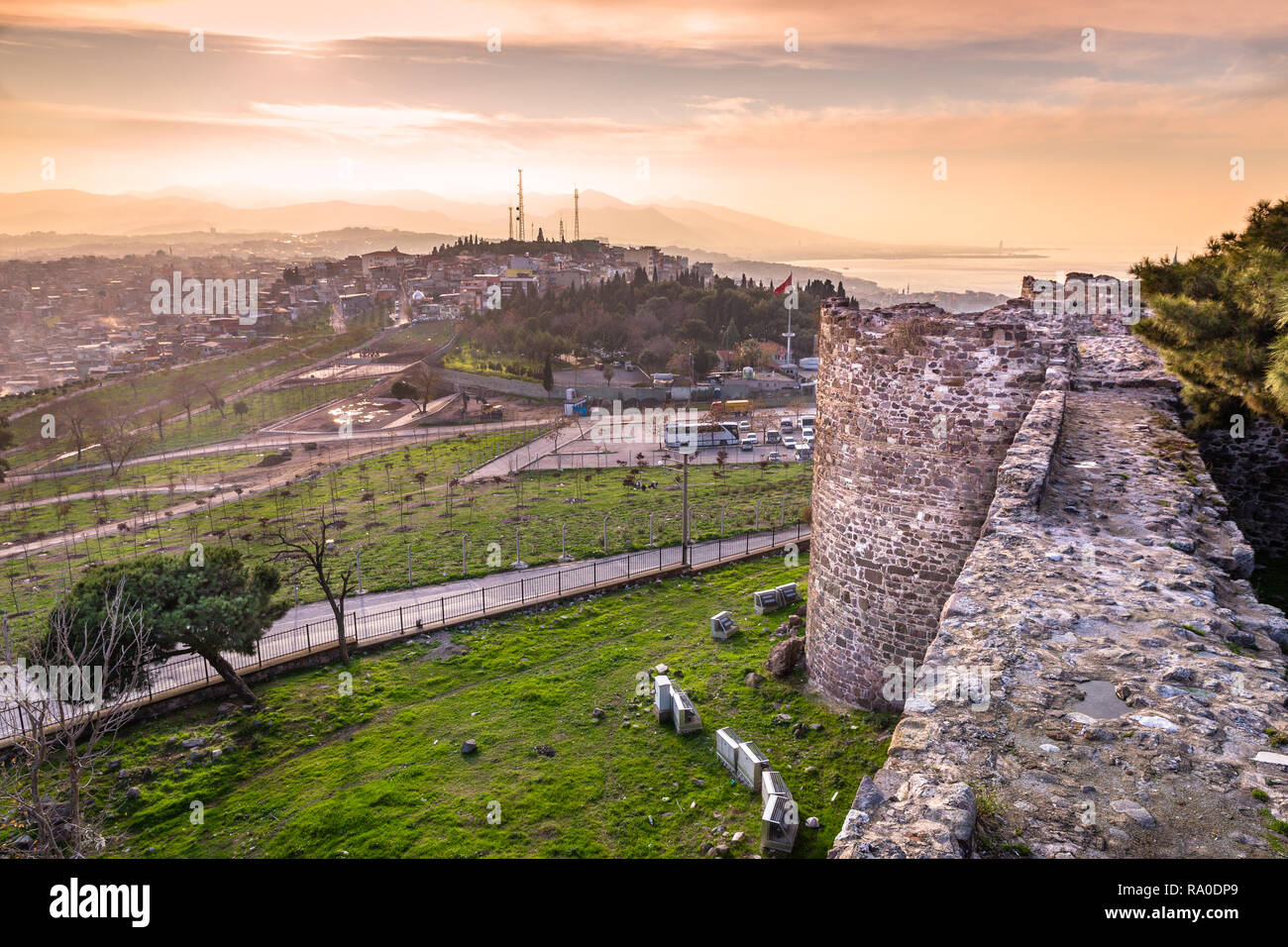 Interior view of Kadifekale. Kadifekale is an ancient castle located ...