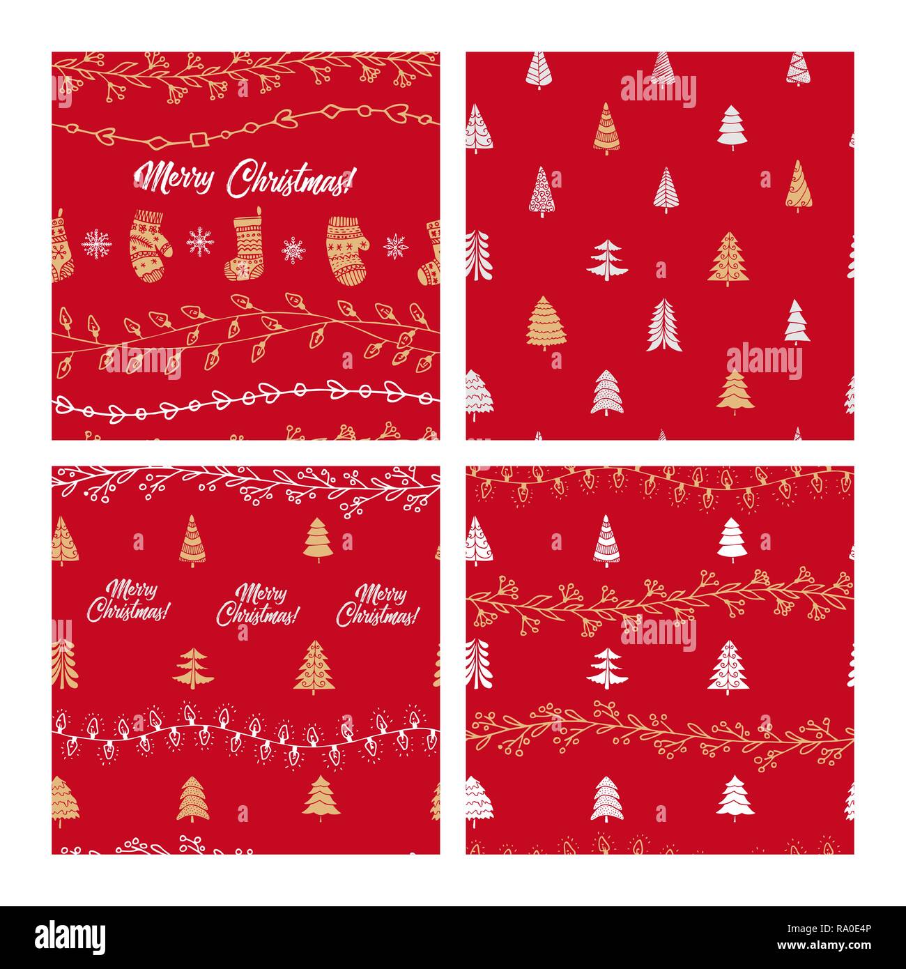 Beautiful seamless Christmas and winter patterns, drawn by hand. Many ...