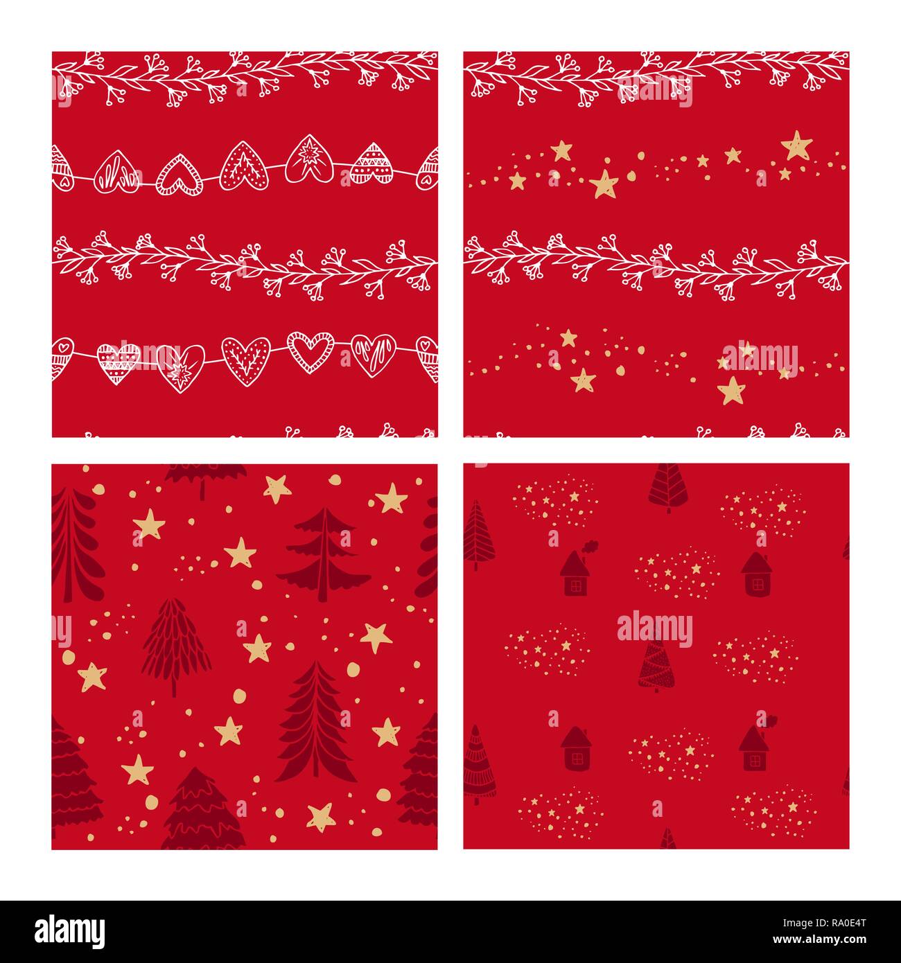 Beautiful seamless Christmas and winter patterns, drawn by hand. Many ...