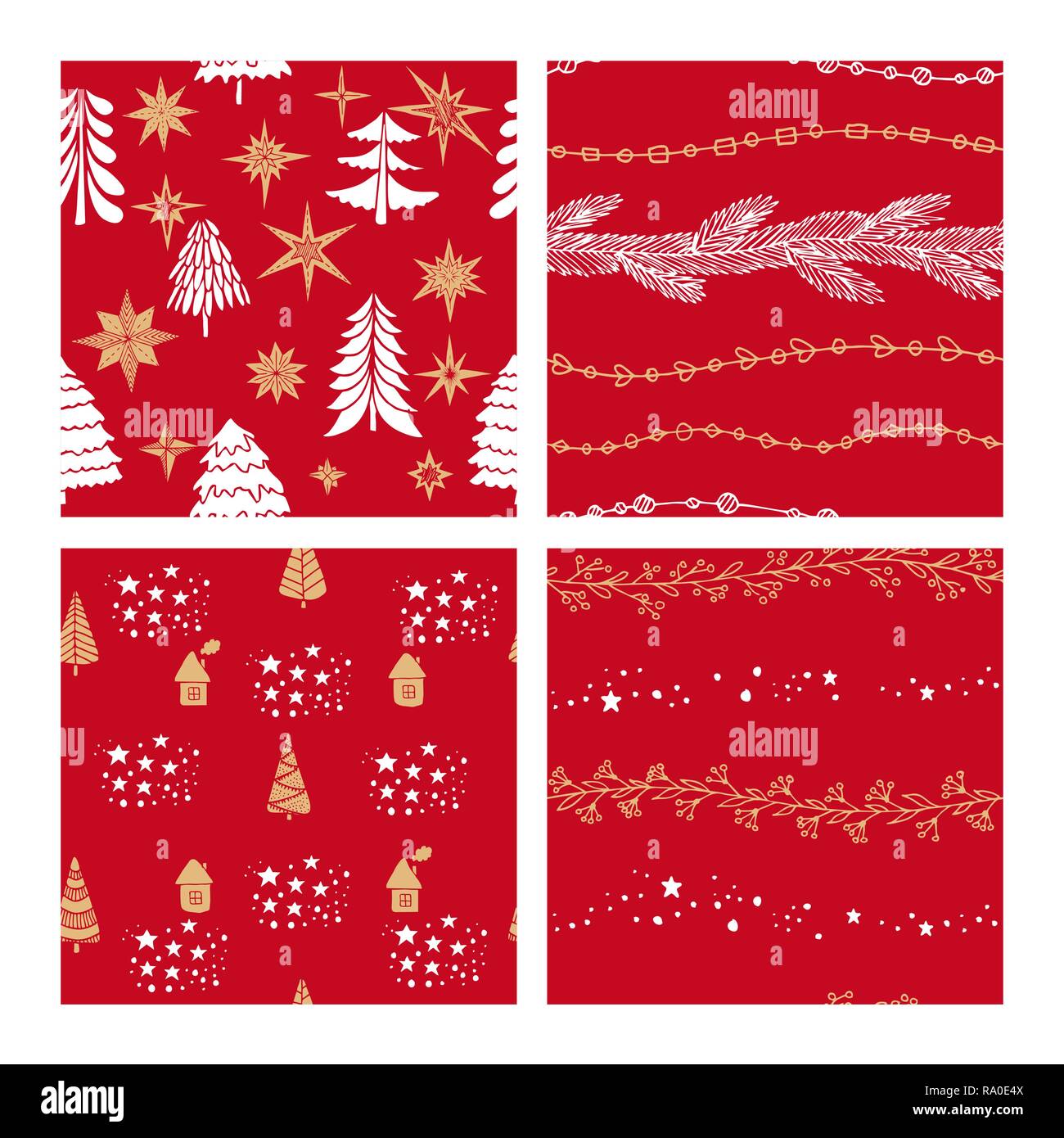 Beautiful seamless Christmas and winter patterns, drawn by hand. Many ...