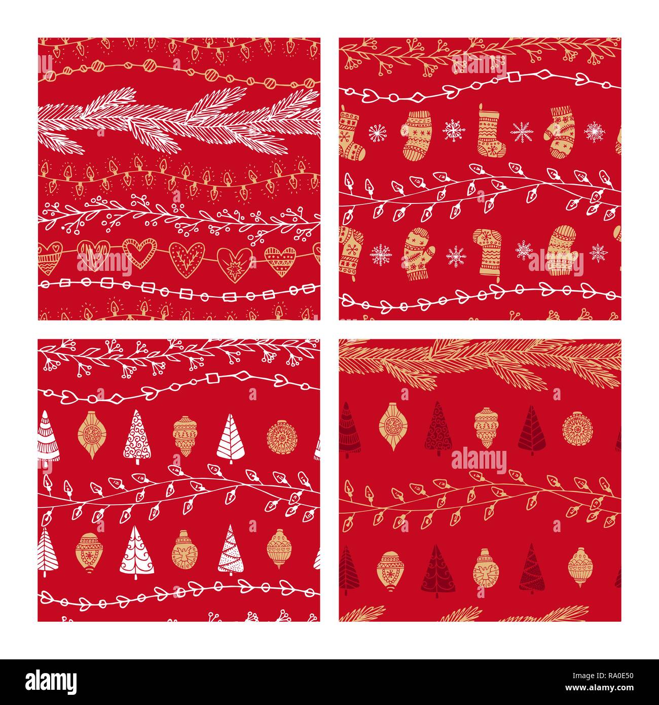 Beautiful seamless Christmas and winter patterns, drawn by hand. Many ...