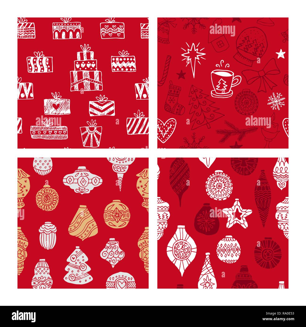 Beautiful seamless Christmas and winter patterns, drawn by hand. Many ...