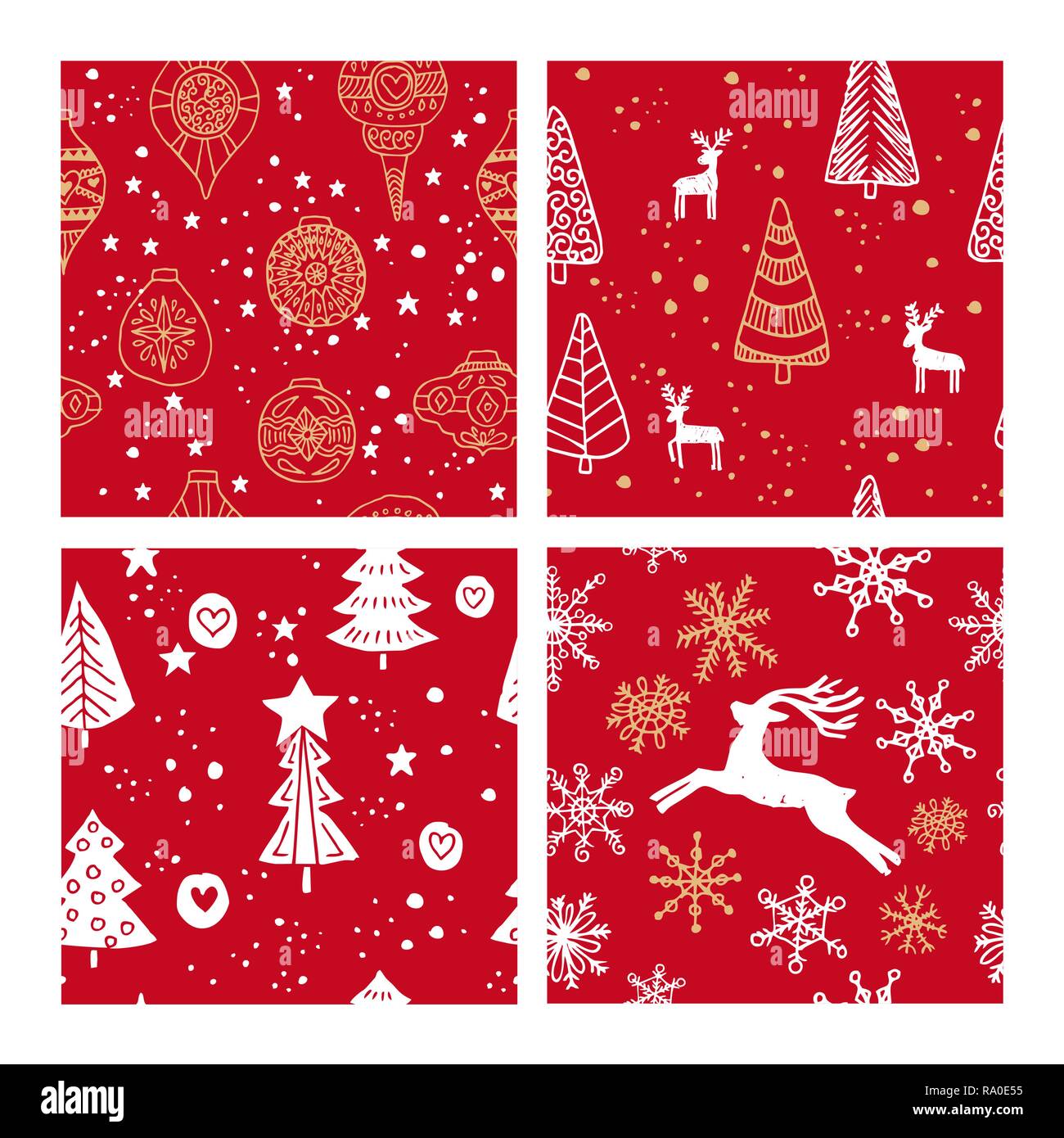Beautiful seamless Christmas and winter patterns, drawn by hand. Many ...