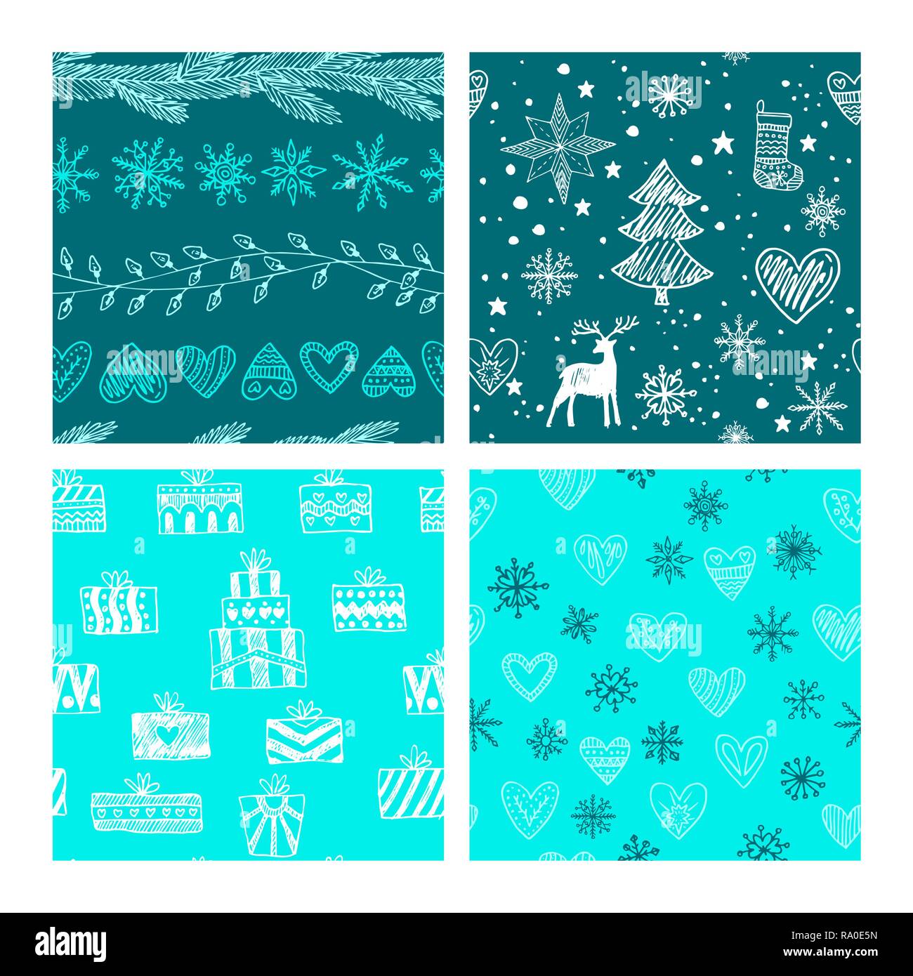 Beautiful seamless Christmas and winter patterns, drawn by hand. Many ...