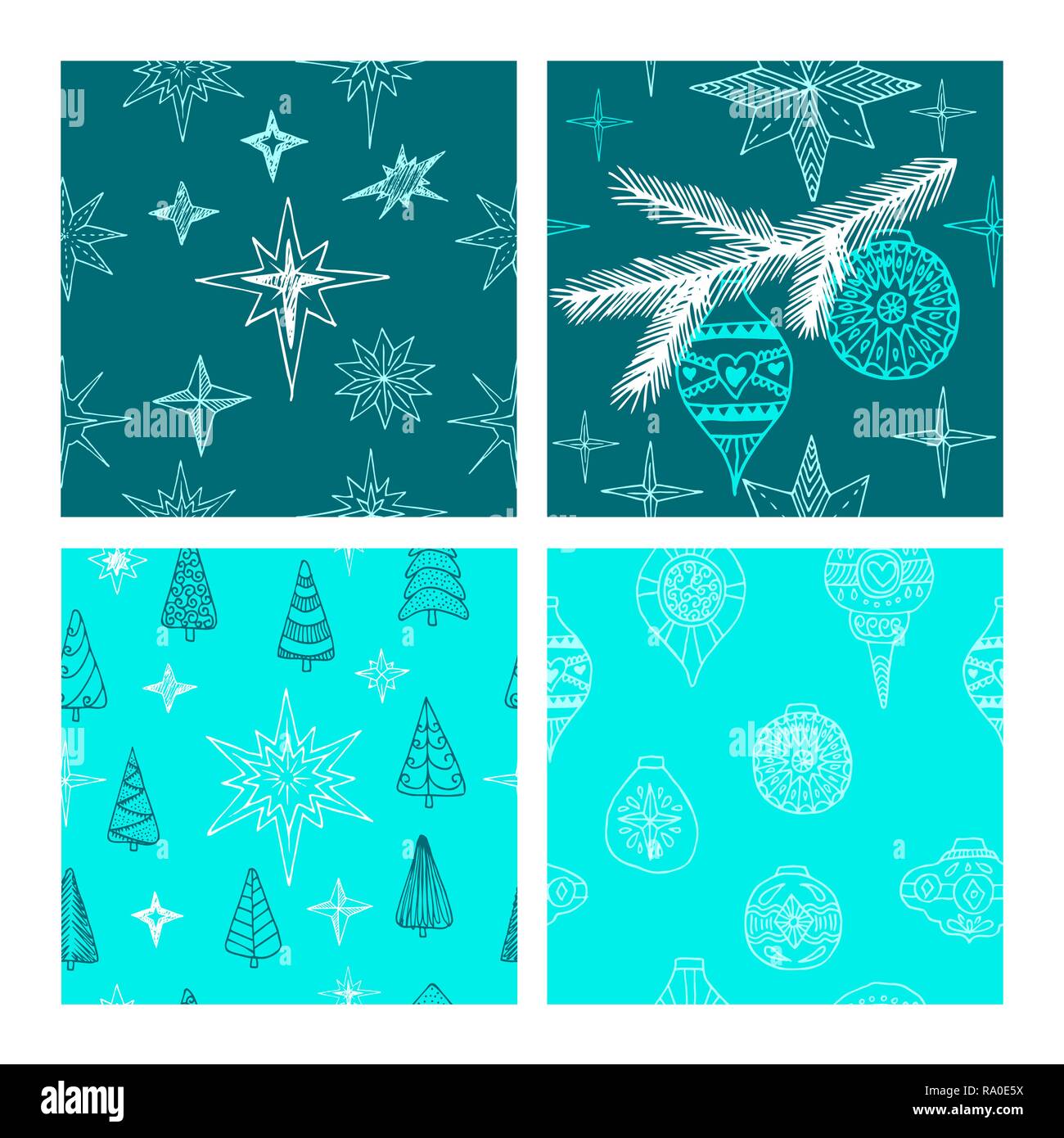 Beautiful seamless Christmas and winter patterns, drawn by hand. Many ...