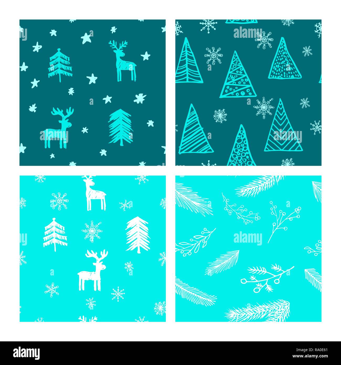 Beautiful seamless Christmas and winter patterns, drawn by hand. Many ...