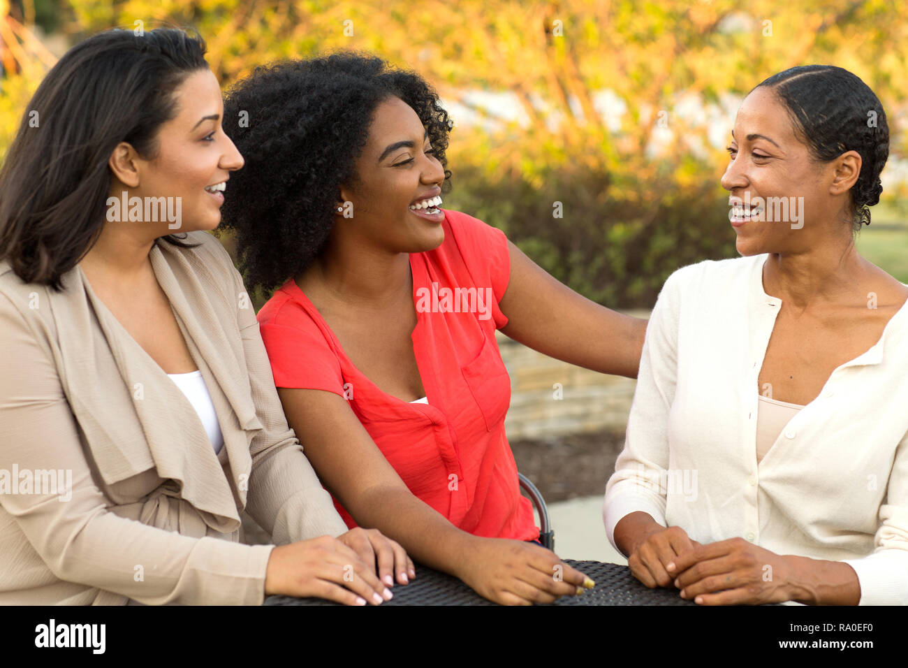 Diverse group of friends talking and laughing Stock Photo - Alamy